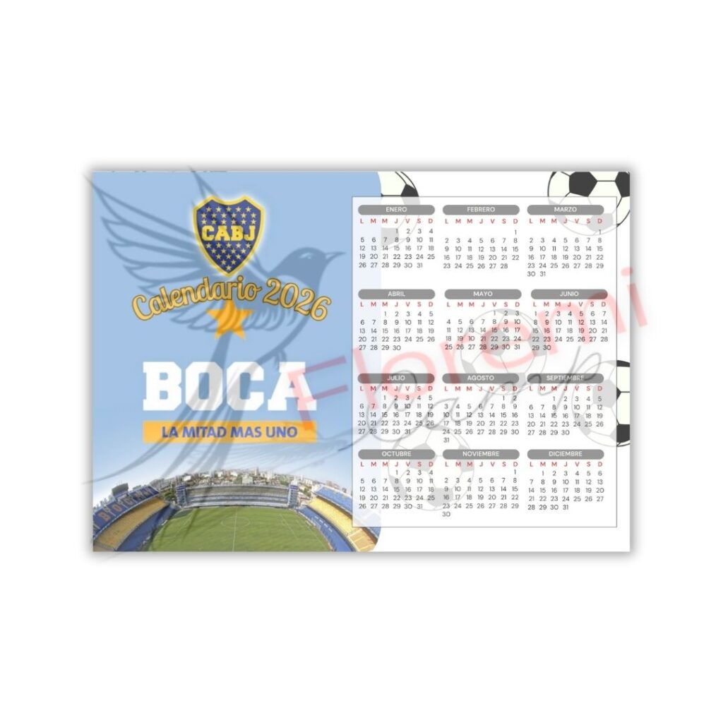 Calendario Boca Juniors 2026 A4 Horizontal - Floremicamp