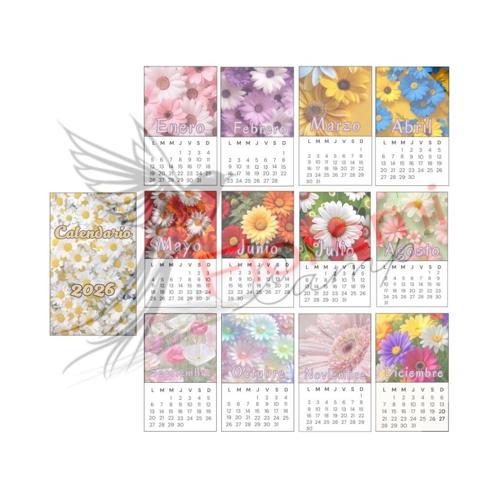 Mini calendarios temáticos de Flores - Floremicamp