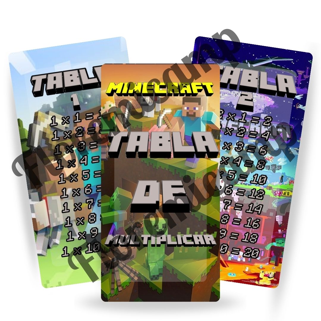 Tablas de multiplicar con diseño de Minecraft para imprimir